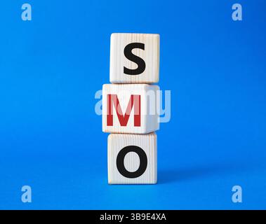SMO, social media optimization symbol. Wooden cubes with word 'SMO ...