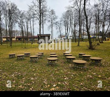 Interactive Science Park Exhibit with Newton's Cradle, Plasma Balls and ...
