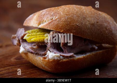 Cold roast pork in a roll Stock Photo - Alamy