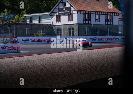 Spa Francorchamps, Belgium. 09th May, 2025. Vista AF Corse Ferrari team 21 througth the bus stop ...