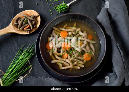 liver spaetzle soup Stock Photo - Alamy