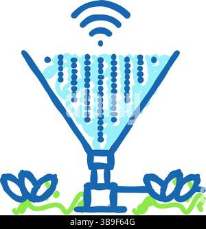 smart irrigation water saving color icon vector. smart irrigation water ...