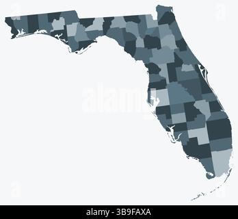Map of Florida with counties. Just a simple state border map with ...
