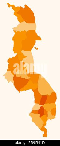 Map of Malawi with regions. Just a simple country border map with ...