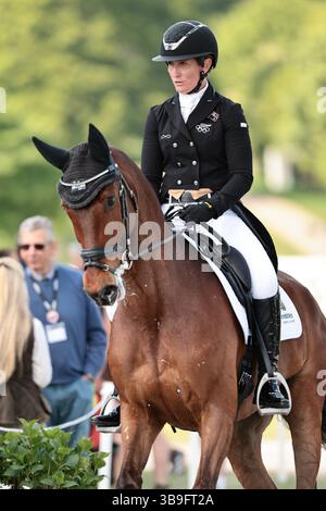 Caroline Powell with High Time during the horse inspection on day one ...