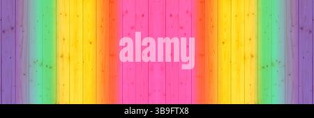 Colorful Wooden Plank Floor with Rainbow Pattern - The image captures a ...