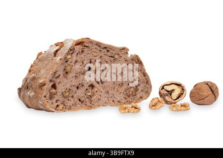Fresh baked Walnut Bread isolated on pure white background Stock Photo ...