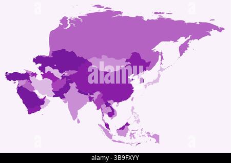 Map of Asia with countries. Just a simple continent border map with ...
