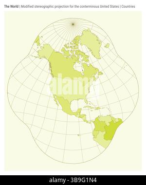 World Map. Modified stereographic projection for the conterminous ...