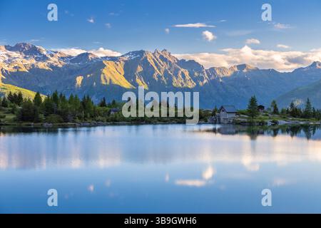 Summer view of the Aviolo lake in the Adamello park. Edolo,Brescia ...
