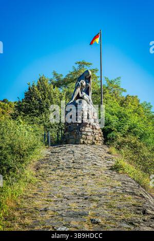 Loreley statue at the end of the pier of the Loreley harbour below the ...