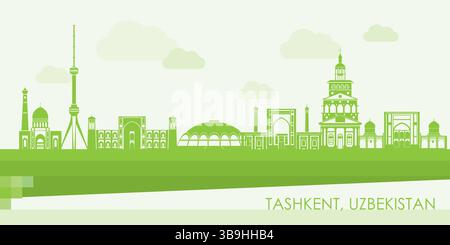 Tashkent Uzbekistan City Skyline Silhouette with Black Buildings ...