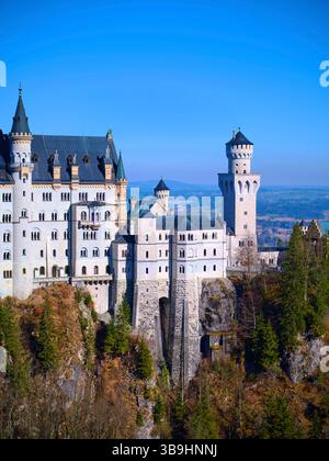 Breathtaking scenery of the majestic Neuschwanstein Castle on the hill ...