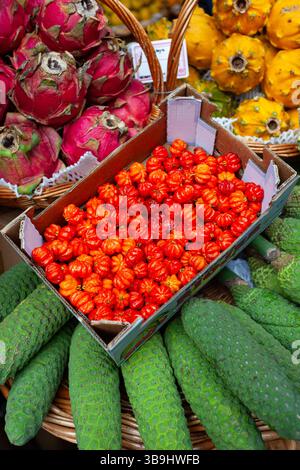 fresh products at the market of funchal on madeira Stock Photo - Alamy