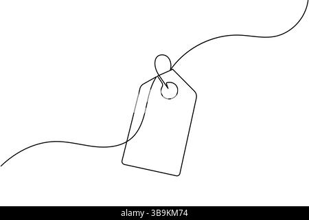 Price tag continuous one line drawing and minimalist style isolate ...