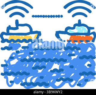 ship collision avoidance systems color icon vector. ship collision ...