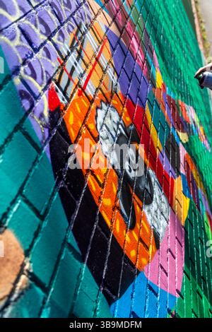 Artist Louis Masai working on a mural for Hit the North Translink ...