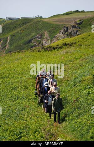 The Princess Royal walking along the East Coast Path in Sark, as she ...