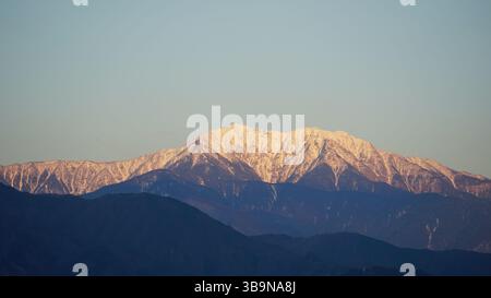 Japanese Alps winter hiking on snowy mountains of Kisokoma Stock Photo ...