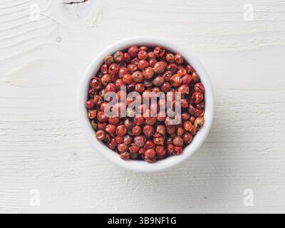 Close table top shot of dried white Corn / Maize kernels known in ...