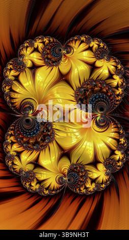 Abstract composition of plants and flower petals painting color texture ...