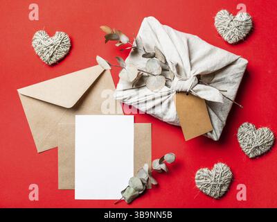 Envelopes with greeting card for Valentine's Day, gift, roses and ...