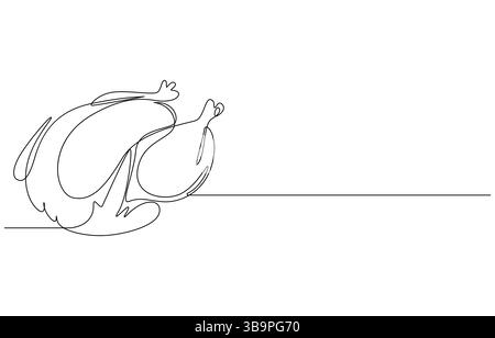 Whole Boiled Chicken continuous one line drawing, Whole Boiled Chicken ...