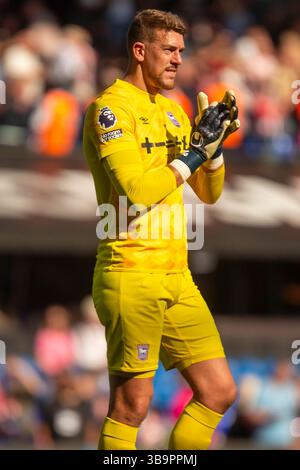 Alex Palmer of Ipswich Town reacts during the Premier League match ...