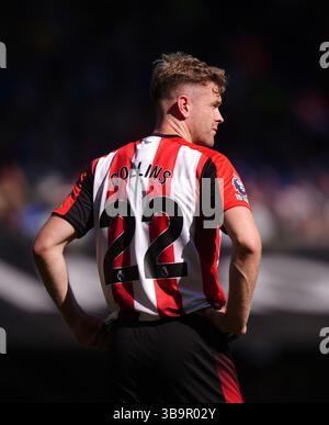 Brentford's Nathan Collins during the Premier League match at Stamford ...