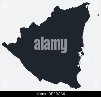 Nicaragua map. Blank vector map of the country with regions. Borders of ...
