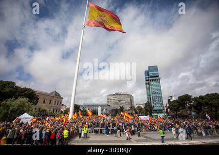 Panoramic view of Madrid's Plaza de España with an ice rink set up for ...