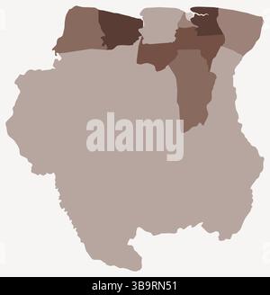 Simple flat Map of Suriname with district borders Stock Vector Image ...