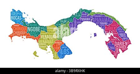 Panama region word cloud. Country shape design. Panama colored ...