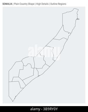 Somalia map design. Map of the country with regions in emerald-amethyst ...