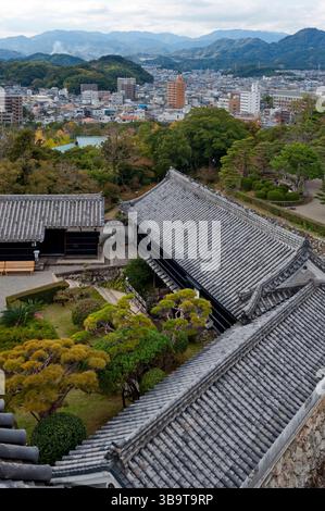 Panoramic aerial view of Kochi City from the top of Kochi Castle main ...