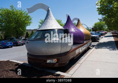 Hershey, PA USA - May 10, 2025 The Hershey Kissmobile stands parked at ...