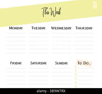 Vector weekly planner Stock Vector Image & Art - Alamy