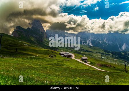 The beautiful peak of Mount Seceda in the Dolomites in Tyrol Stock ...