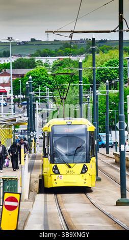 Tram operating in Oldham town centre,UK Stock Photo - Alamy