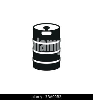Metal beer keg vector clipart. Black and white outline illustration оn ...