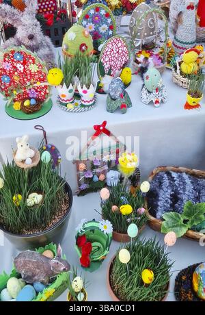 painting Easter eggs and bunnies Stock Photo - Alamy