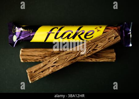 London UK, May 11 2025, Cadbury Milk Chocolate Flake Confectionery Bar ...
