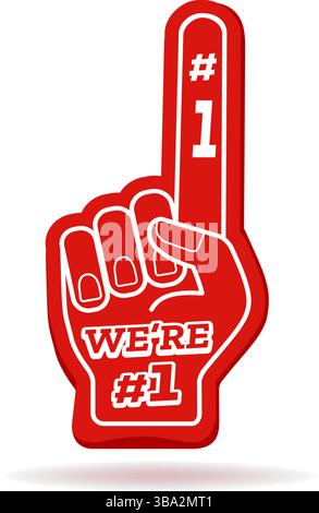 Fan foam hand with number one gesture icon. White background with ...