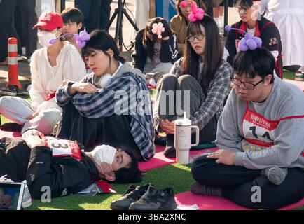 Space-out competition, May 11, 2025 : People participate in a Space-out ...