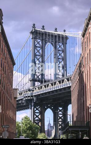 The Manhattan Bridge from Dumbo, Brooklyin, New York on a sunny day ...