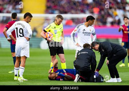 Barcelona, Spain. 11th May, 2025. A view of the corner Barcelona flag ...