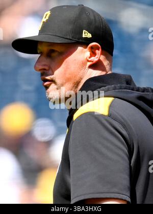 Pittsburgh Pirates manager Don Kelly stands in the dugout before a ...