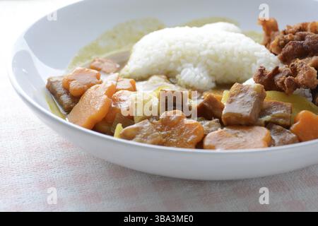 Japanese curry with dolphin rice shape and fried chicken. (Karaage ...