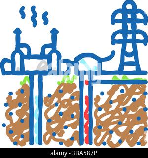 power grid geothermal energy color icon vector illustration Stock ...
