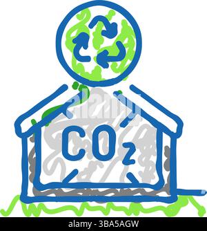 carbon neutral building green color icon vector. carbon neutral ...